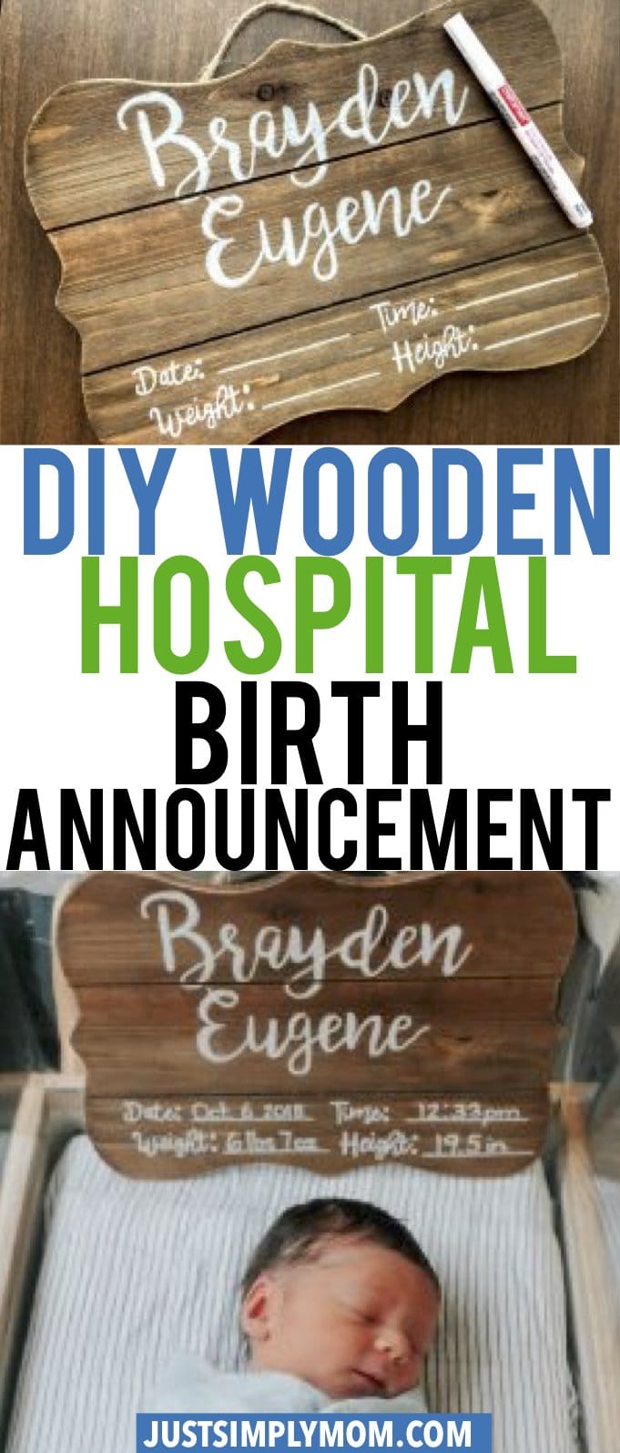 Simple DIY Wooden Hospital Birth Announcement - Just Simply Mom