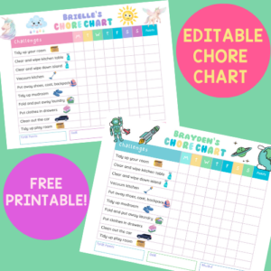 Free Printable and Editable Chore Charts for 5 - 6 Year Olds - Just ...