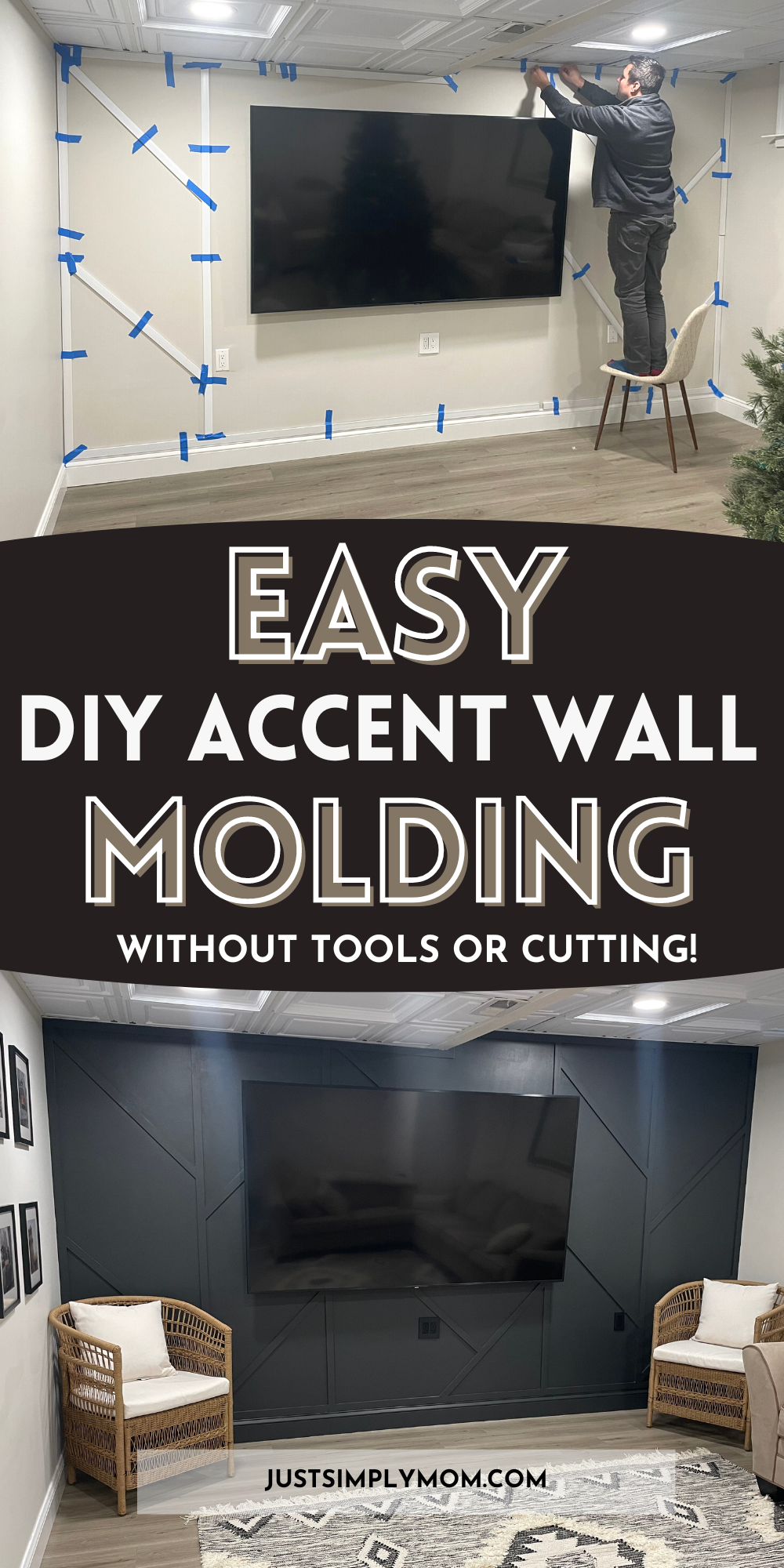 How to Create DIY Accent Wall Molding Without Cutting Wood - Just ...